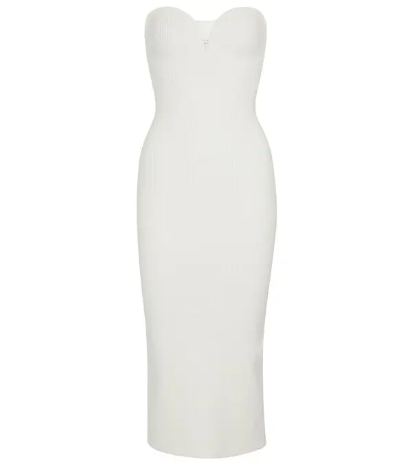 Galvan Thalia Strapless Midi Dress - White