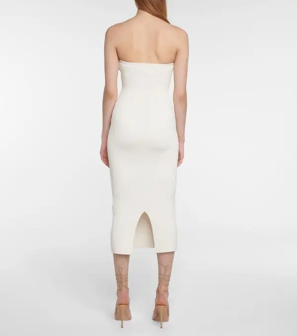 Galvan Thalia Strapless Midi Dress - White