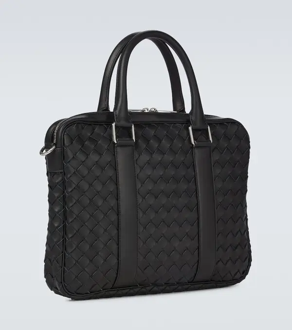 Bottega Veneta Classic Medium Intrecciato Leather Briefcase - Black