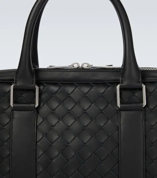 Bottega Veneta Classic Medium Intrecciato Leather Briefcase - Black