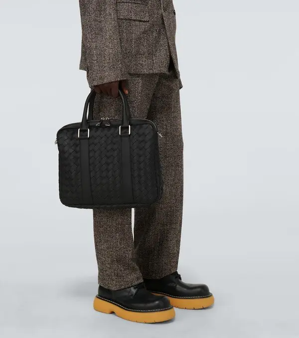 Bottega Veneta Classic Medium Intrecciato Leather Briefcase - Black