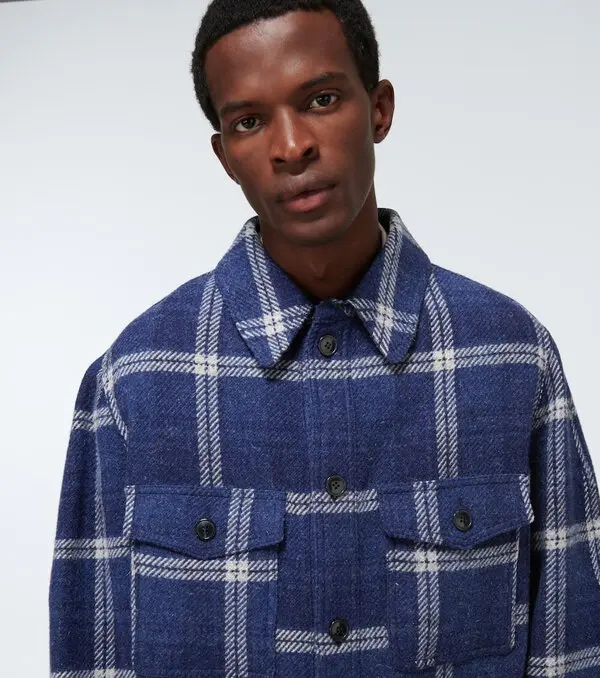 【19AW】ISABEL MARANT mohair check jacket Isabel Marant Gervon Checked Wool Jacket In Blue - 30% Off