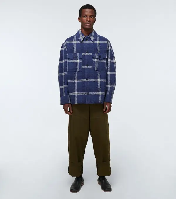 Isabel Marant Gervon Checked Wool Jacket In Blue - 30% Off
