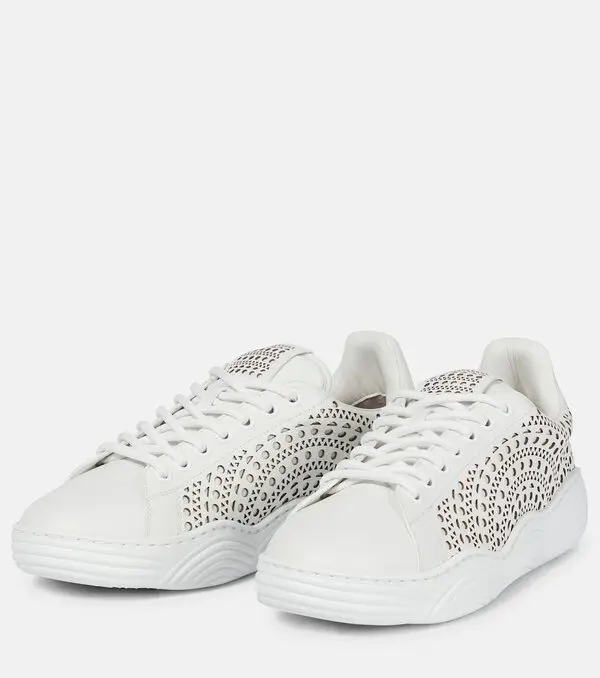 Alaïa Lazer-cut Leather Sneakers