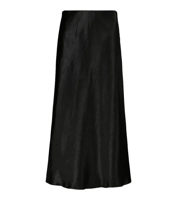 Max Mara Alessio Satin Midi Skirt - Black