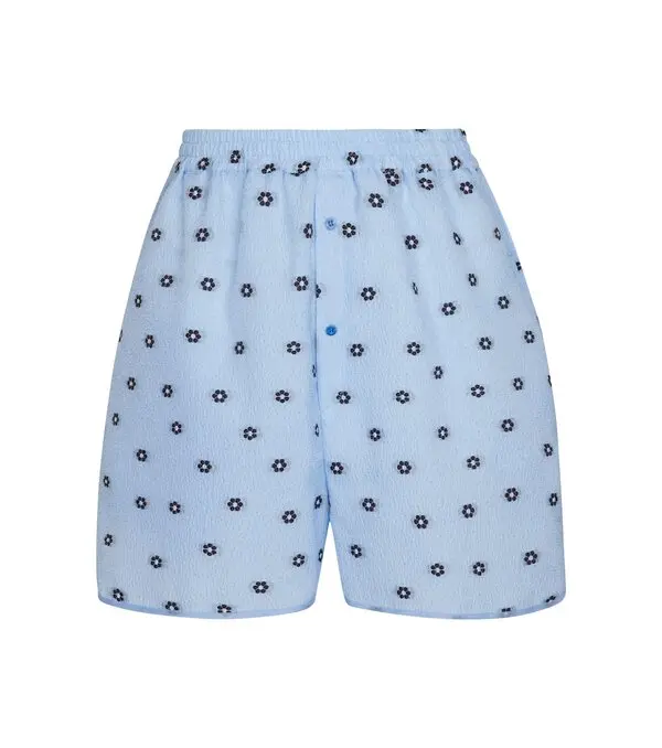 Cecilie Bahnsen Nivi Floral Jacquard Shorts In Blue - 50% Off