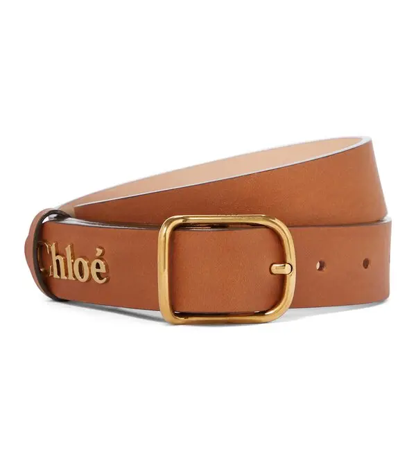 Chloé Brown Leather Belt With Gold-Tone Cursive Buckle - NWT CHLOÉ 6.5 cm Gold-tone and leather waist belt | NET-A-PORTER main image 4