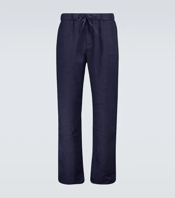 Frescobol Carioca Linen And Cotton Chinos - Blue
