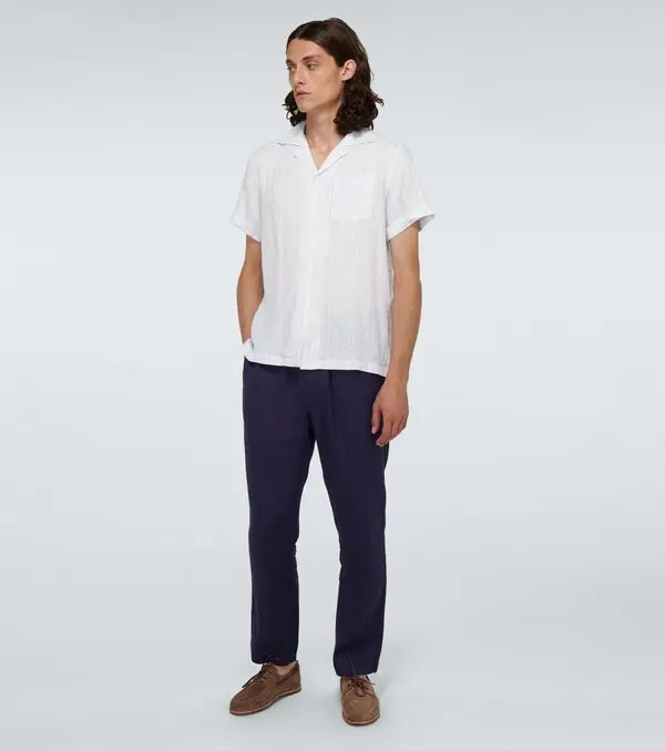 Frescobol Carioca Linen And Cotton Chinos - Blue