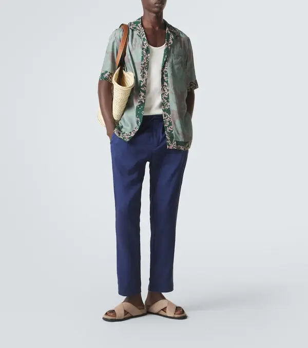 Frescobol Carioca Linen And Cotton Chinos - Blue