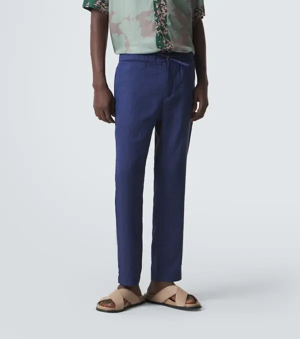 Frescobol Carioca Linen And Cotton Chinos - Blue