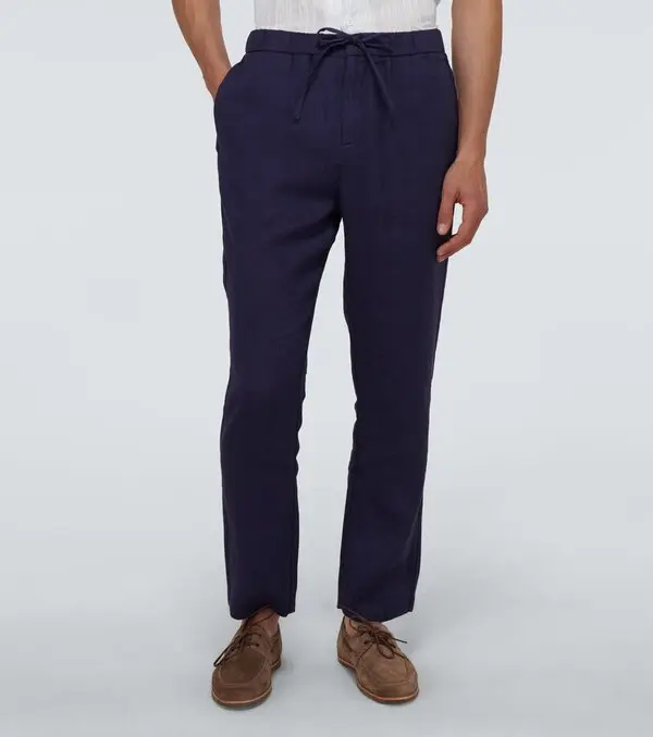 Frescobol Carioca Linen And Cotton Chinos - Blue