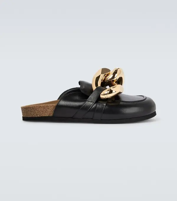 JW Anderson Curb Chain Mules - Black