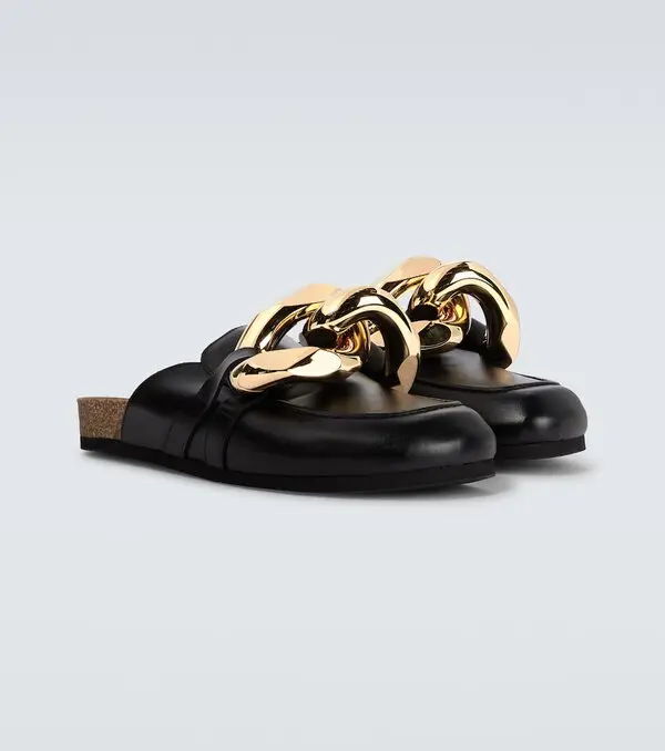 JW Anderson Curb Chain Mules - Black