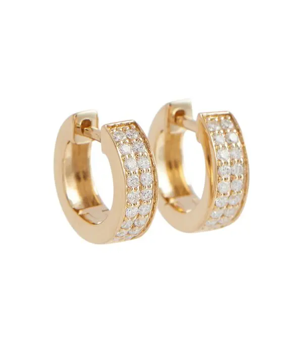 SYDNEY EVAN Two Row 14kt Huggie Earrings With Diamonds