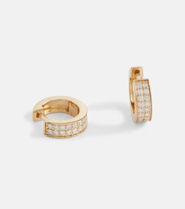 SYDNEY EVAN Two Row 14kt Huggie Earrings With Diamonds