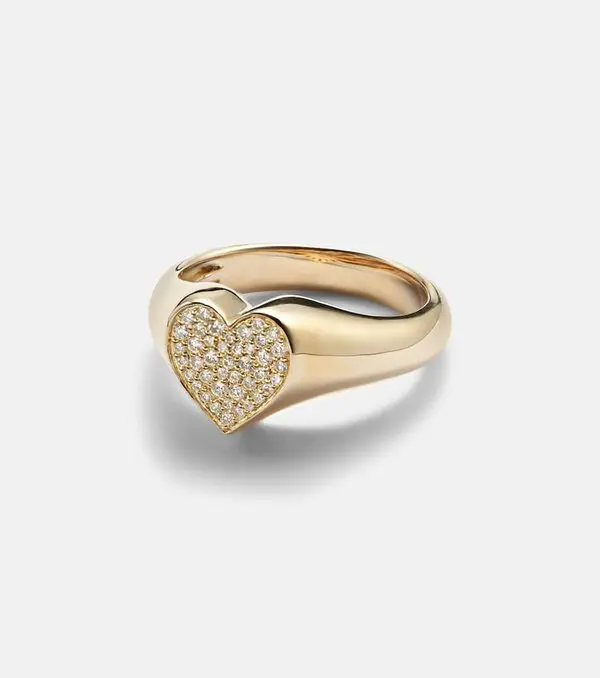 SYDNEY EVAN 14kt Yellow Heart Ring With Diamonds - Gold