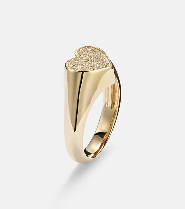SYDNEY EVAN 14kt Yellow Heart Ring With Diamonds