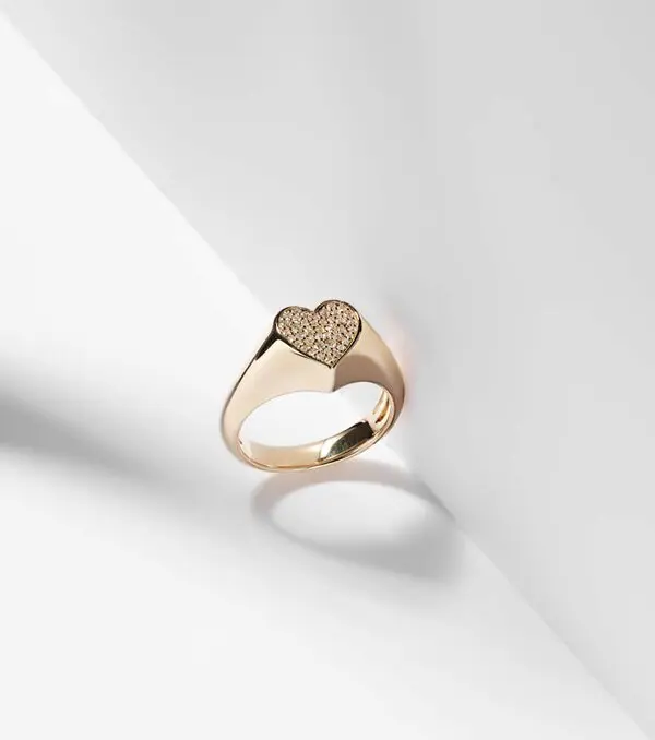 SYDNEY EVAN 14kt Yellow Heart Ring With Diamonds