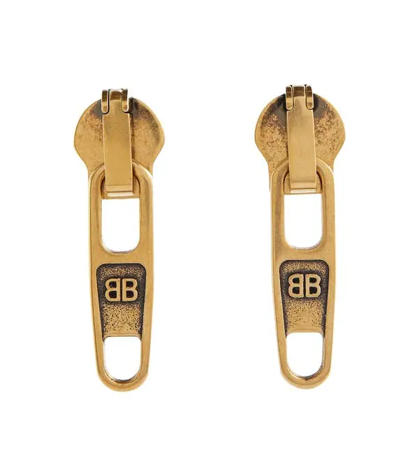 Balenciaga Zipper Earrings In Gold - 30% Off | Editorialist
