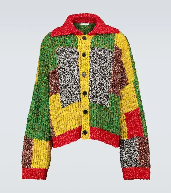 Jw Anderson Anchor Patchwork Cardigan In Multicoloured - 60% Off