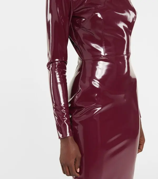Alex Perry Adams Vinyl High-Neck Midi Dress In Red - 50% Off | Editorialist