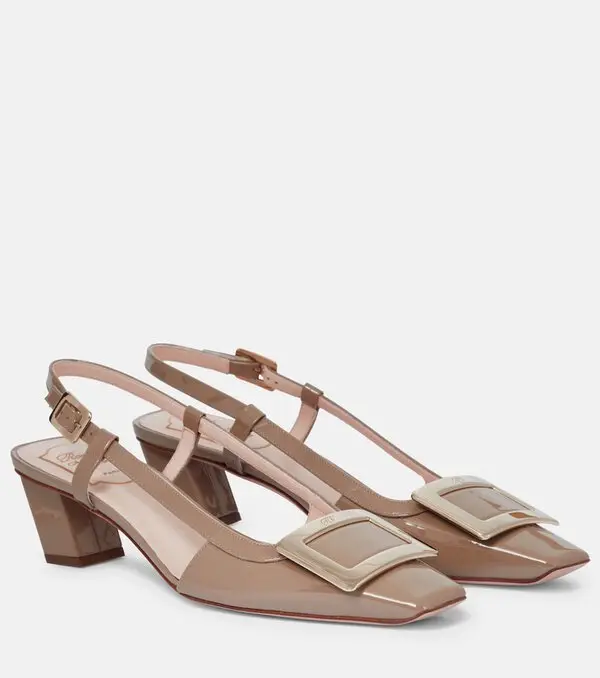 ROGER VIVIER Belle Vivier Leather Slingback Pumps - Beige