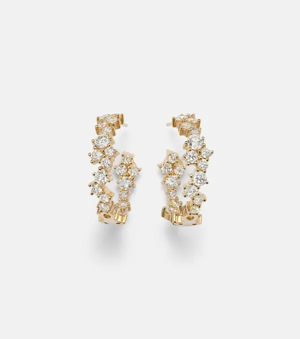SYDNEY EVAN 14kt Yellow Diamond Hoop Earrings - Gold