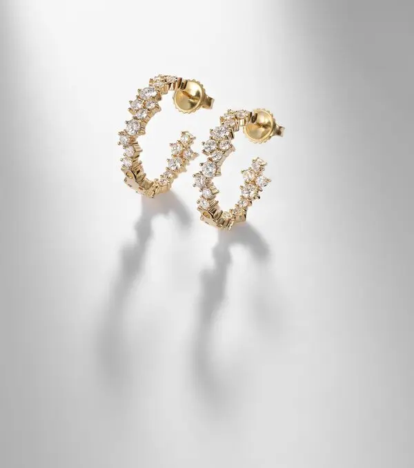 SYDNEY EVAN 14kt Yellow Diamond Hoop Earrings