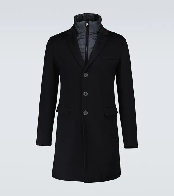 Herno Layered Cashmere Overcoat Blue 30% Off Editorialist