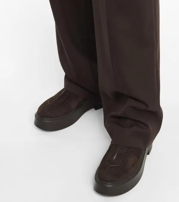 THE ROW Zipped Suede Ankle Boots - Brown
