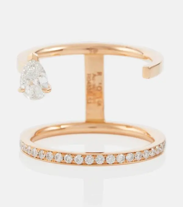 REPOSSI Serti Sur Vide 18kt Rose Ring With Diamonds - Gold