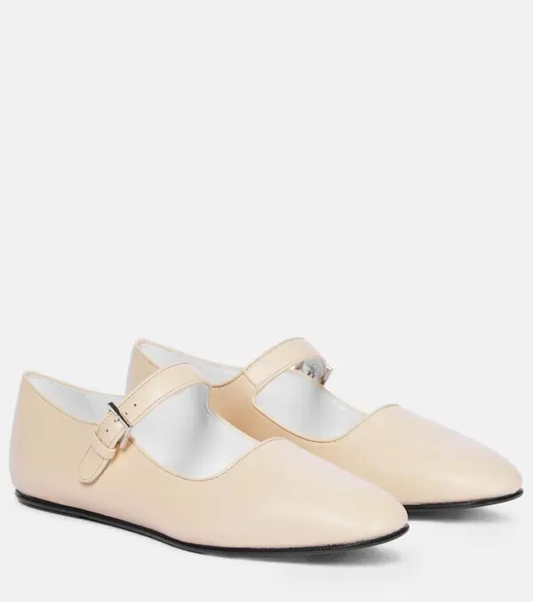 THE ROW Ava Leather Ballerinas - White
