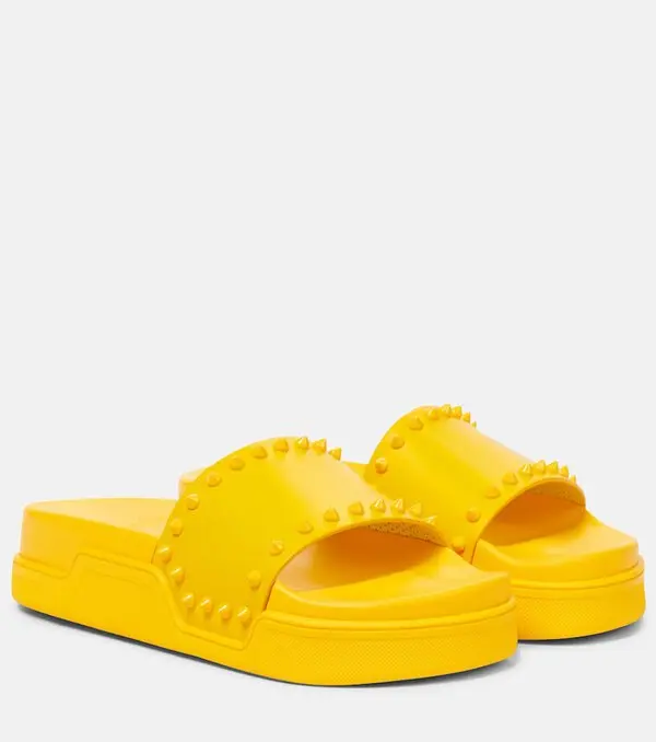 CHRISTIAN LOUBOUTIN Pool Stud Slides - Yellow