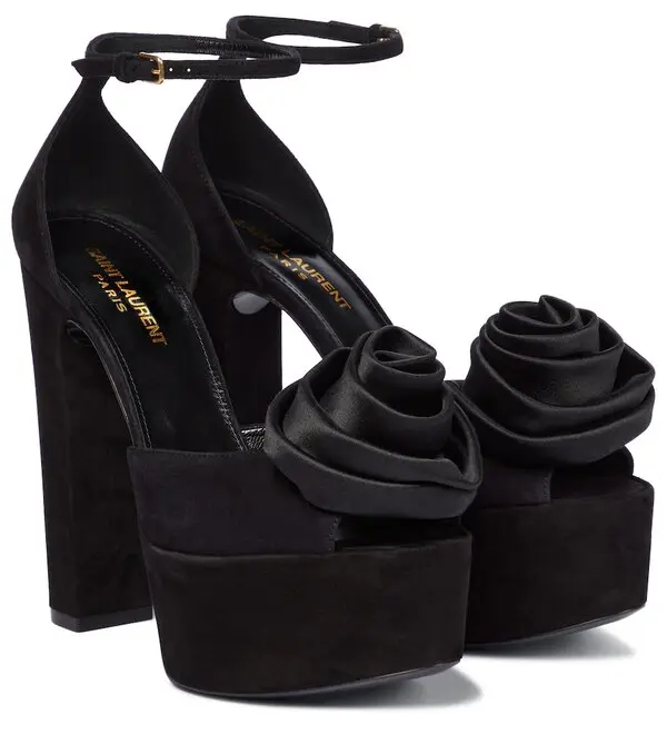 Saint Laurent Jodie Suede Platform Sandals