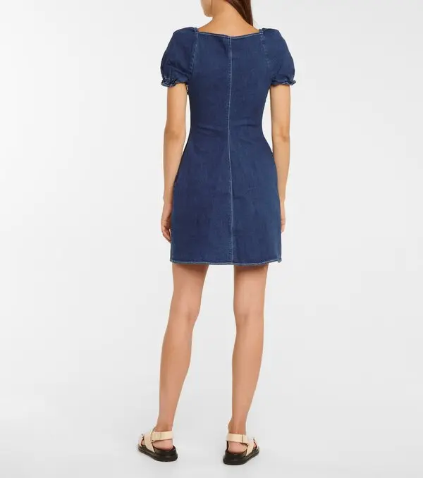 white christmas dresses Button Front Sweetheart Neck Denim Mini Dress Medium / L main image 0
