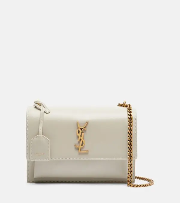 Saint Laurent Sunset Medium Leather Shoulder Bag - White