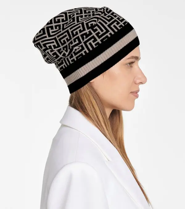 BALMAIN Monogram Wool Beanie Balmain - Monogram wool-blend beanie Balmain main image 2