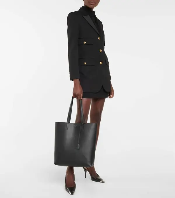 Saint Laurent Shopping N/s Leather Tote Bag