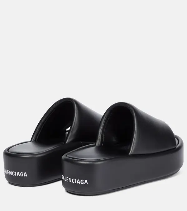 Balenciaga Rise Leather Platform Slides