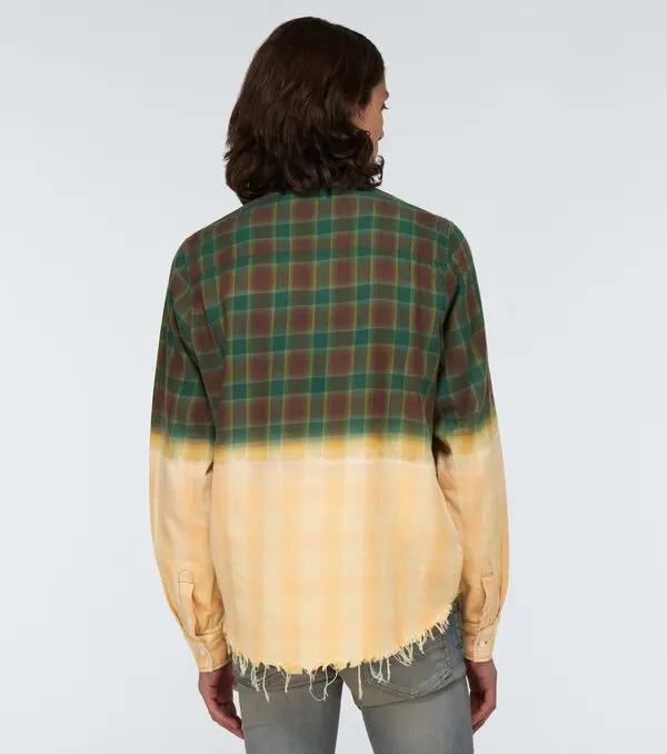 Amiri Bleached Flannel Shirt In Green - 50% Off | Editorialist