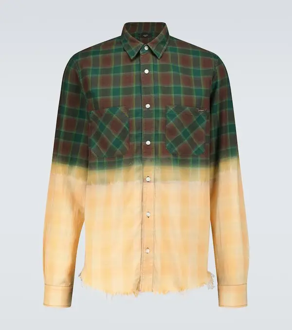 Amiri Bleached Flannel Shirt In Green - 50% Off | Editorialist