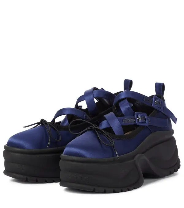 Simone Rocha Satin Platform Ballet Flats