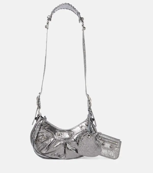 Balenciaga Le Cagole Xs Leather Shoulder Bag - Silver