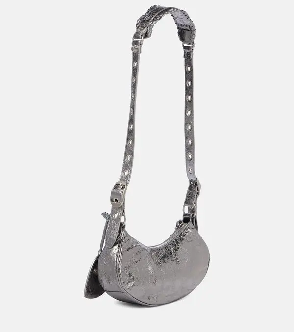 Balenciaga Le Cagole Xs Leather Shoulder Bag - Silver