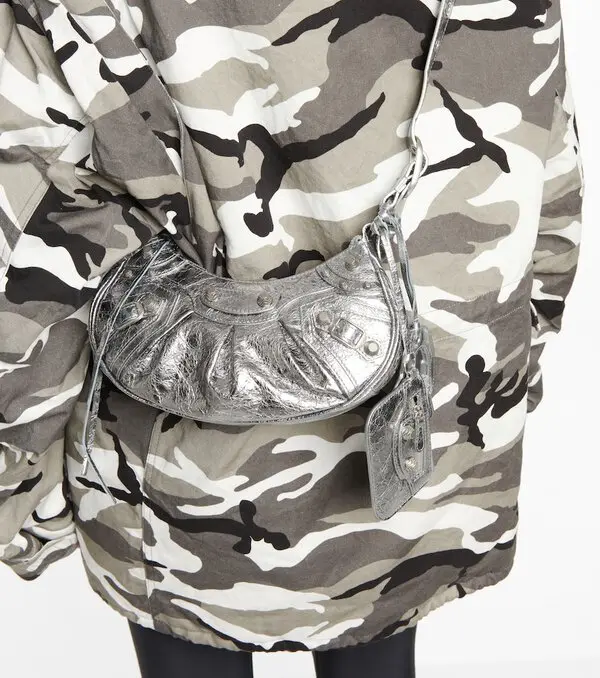 Balenciaga Le Cagole Xs Leather Shoulder Bag - Silver