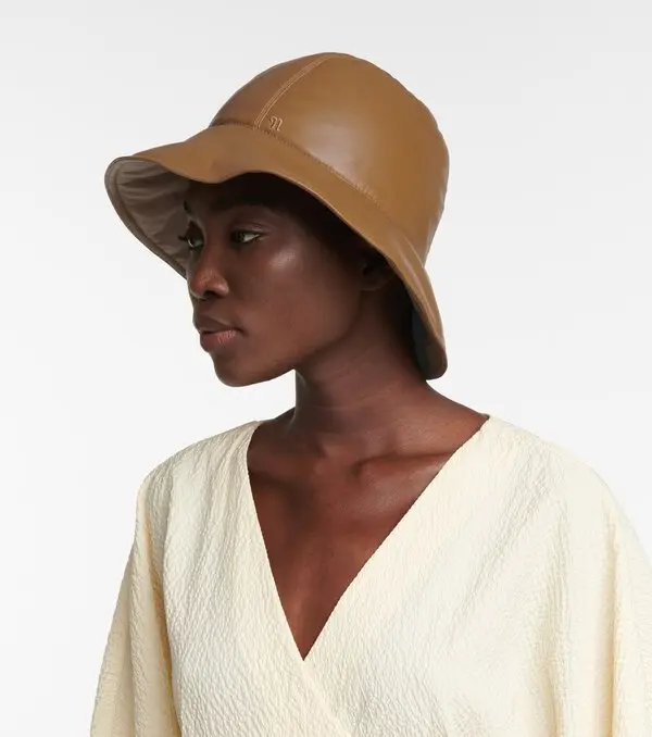Nanushka Cameron Faux Leather Bucket Hat In Brown - 60% Off  display picture 3