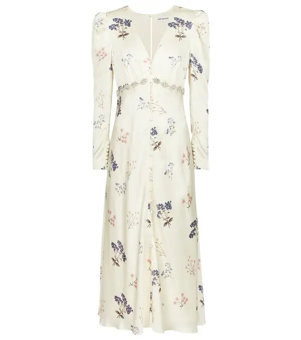 Self-Portrait Floral Crystal-Embellished Midi Dress In White - 40% Off |  Editorialist