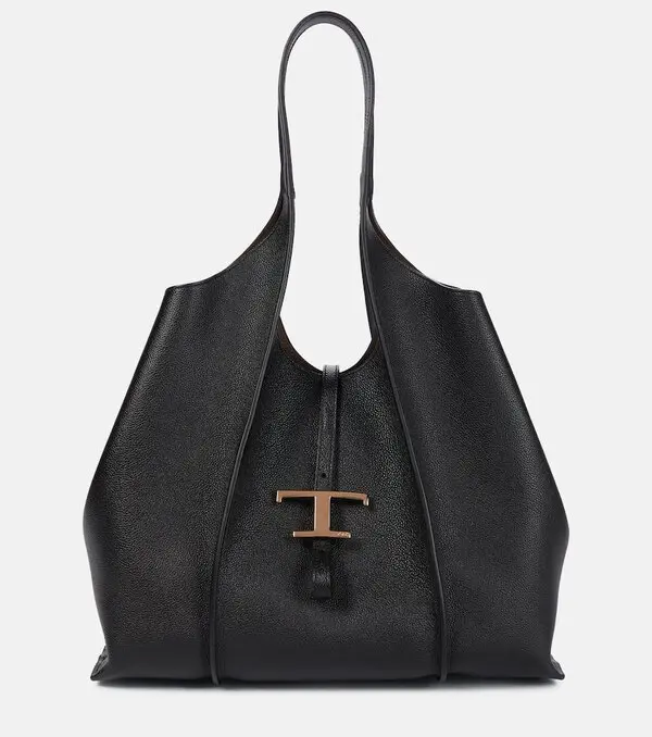 TOD'S Timeless Medium Leather Tote - Black