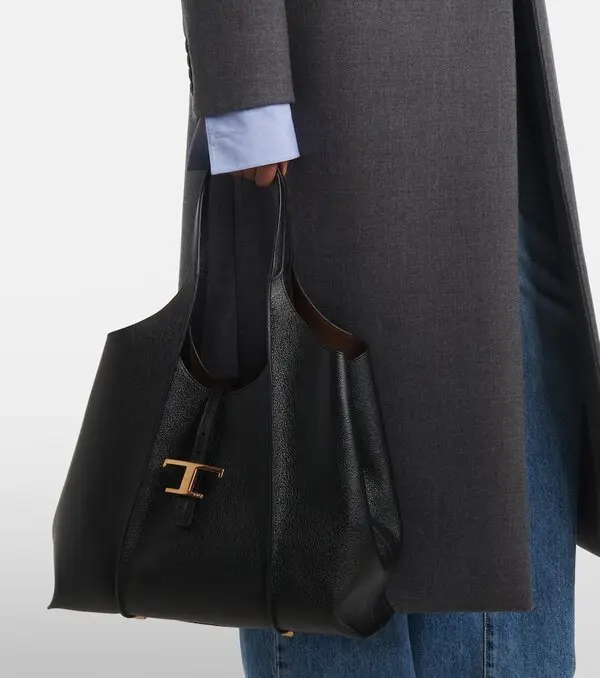 TOD'S Timeless Medium Leather Tote - Black